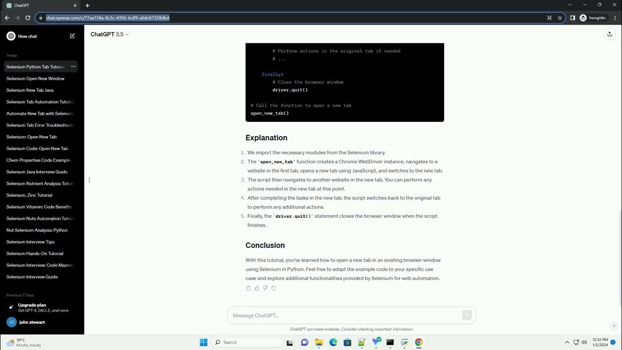 selenium open new tab in existing browser python - YouTube