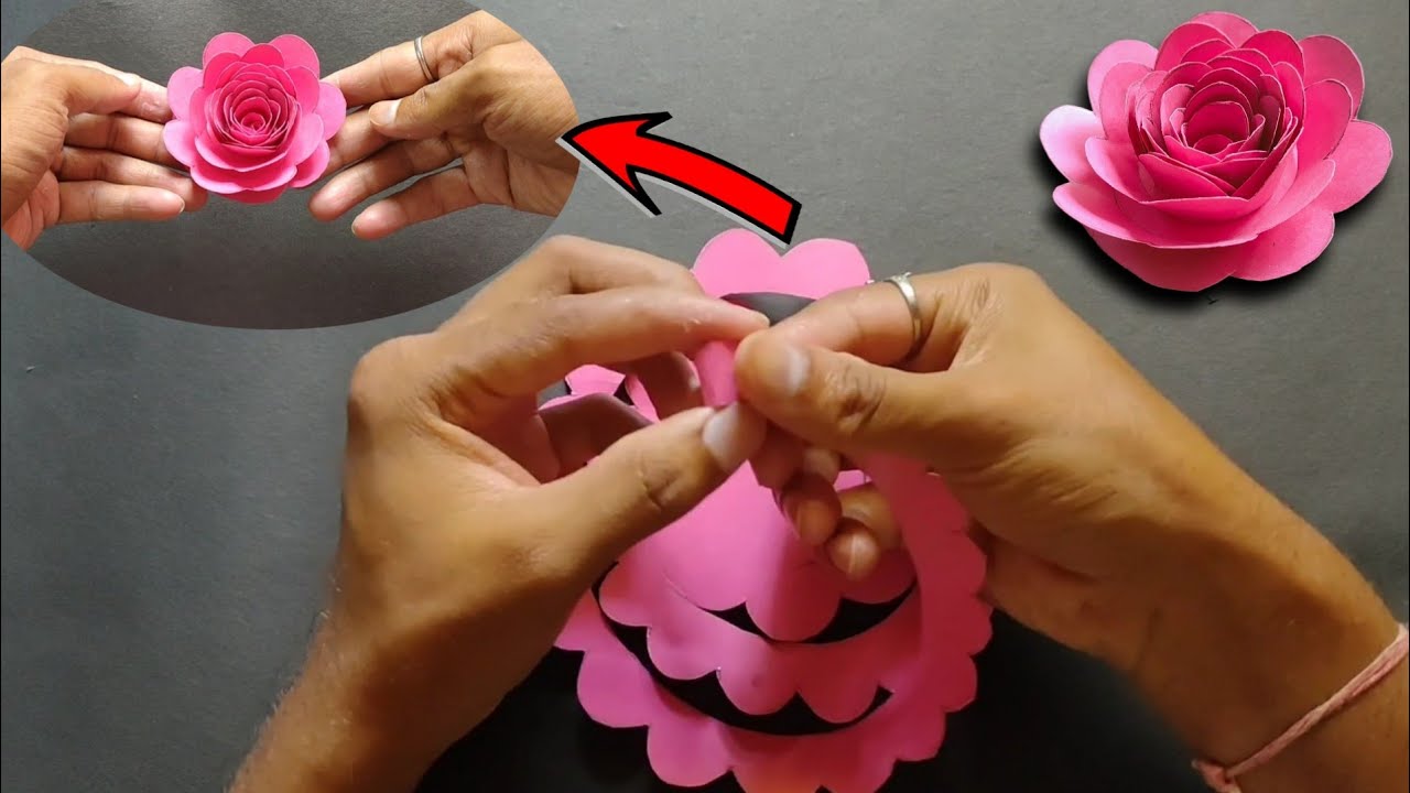 Paper flower Rose making | Rose making with paper #papercraft # ...