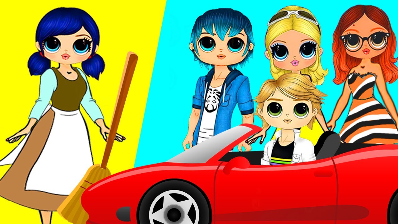 Ladybug & Cat Noir Marinette & Adrien LOL Dolls Love Story Couple in ...