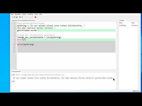 Zeichenketten (Strings) und Zeichenkettenfunktionen in Python - YouTube