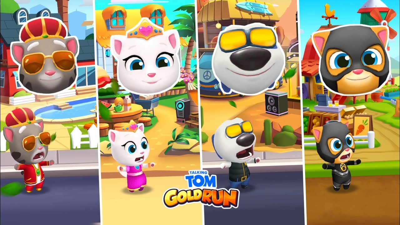 Talking Tom Gold Run - King Tom vs Princess Angela vs Deputy Hank vs ...