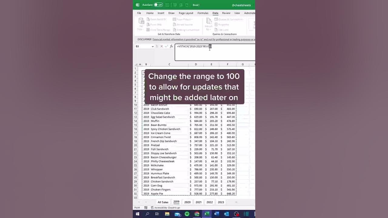 How To Combine Multiple Sheet Into One Vstack Exceltips Youtube