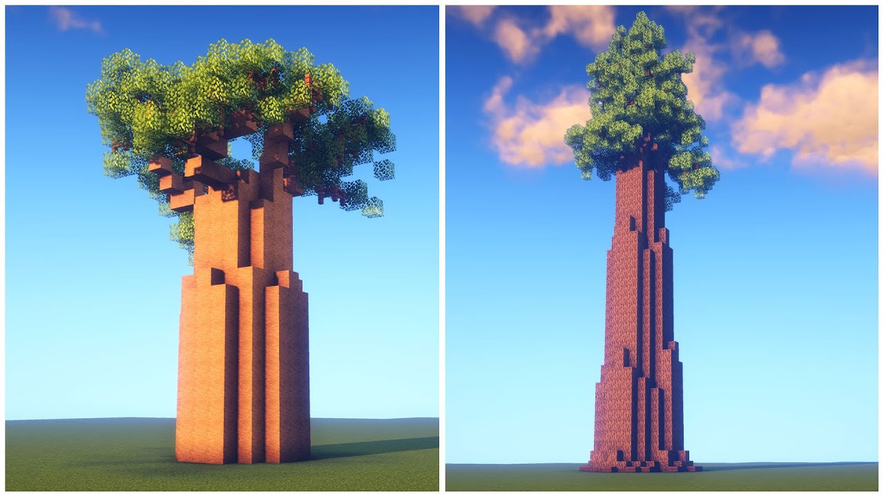 Large Custom Trees | Baobab & Sequoia | Minecraft Tutorial - YouTube