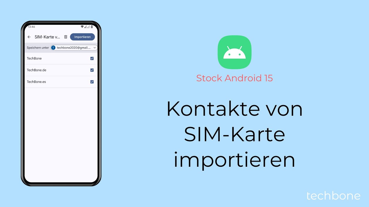 Kontakte von SIM-Karte importieren [Android 15] - YouTube