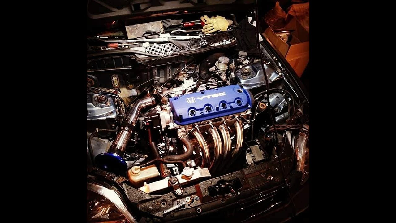 F2B civic 4dr Ek F23a 0-80 pull #BroughPerformance f23 swap - YouTube