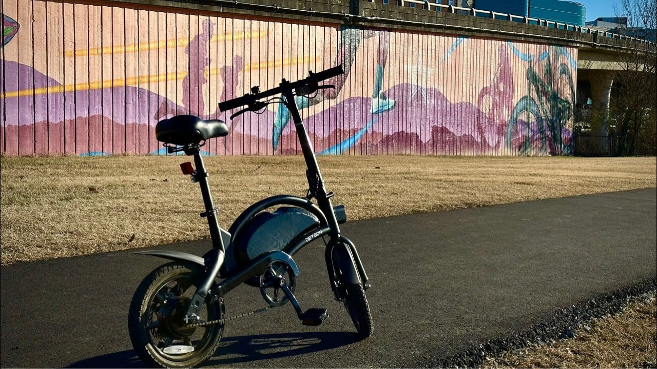 Electric Folding Bike Ride On The River Greenway - YouTube
