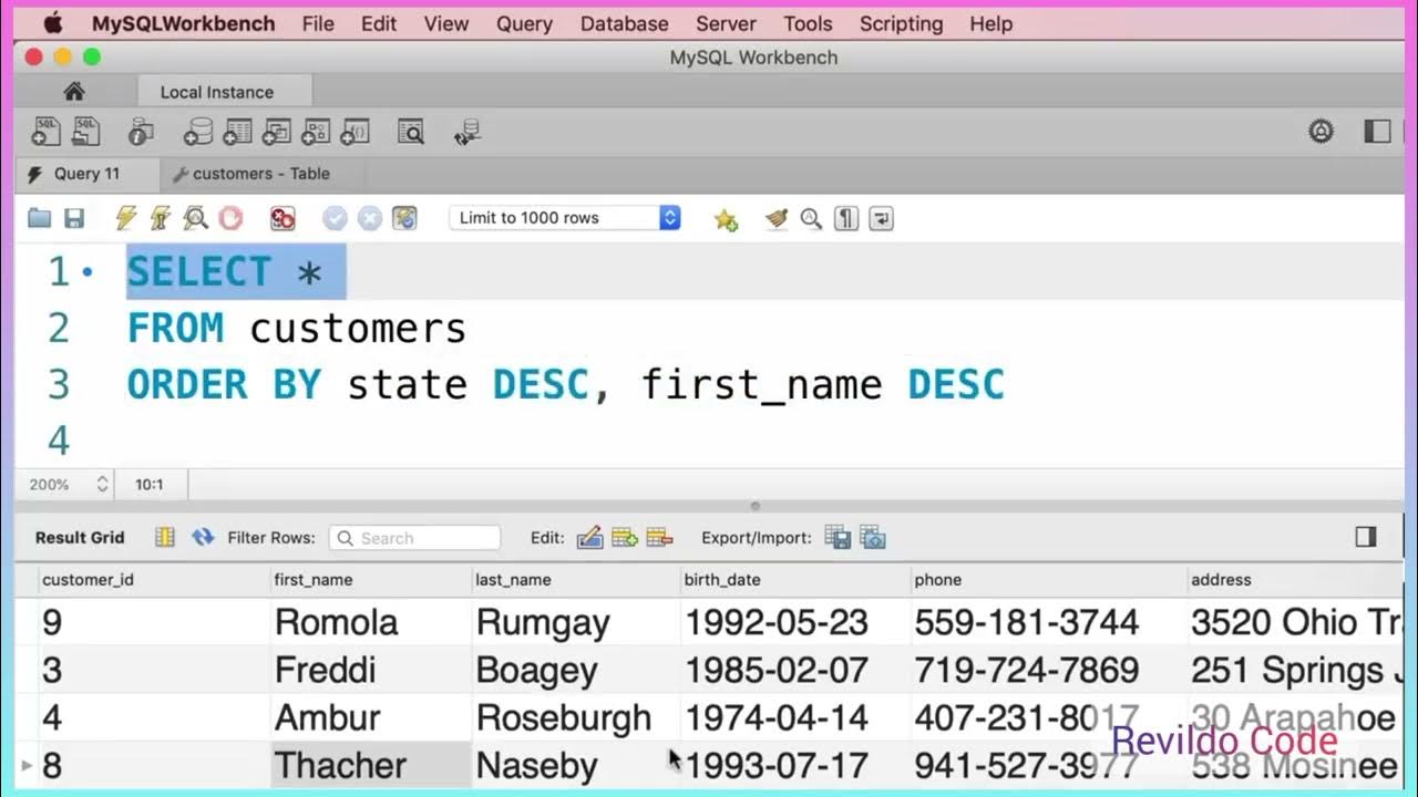 Order By Clause MySQL | MySQL full course | Full tutorial for beginners | #revildo_code - YouTube