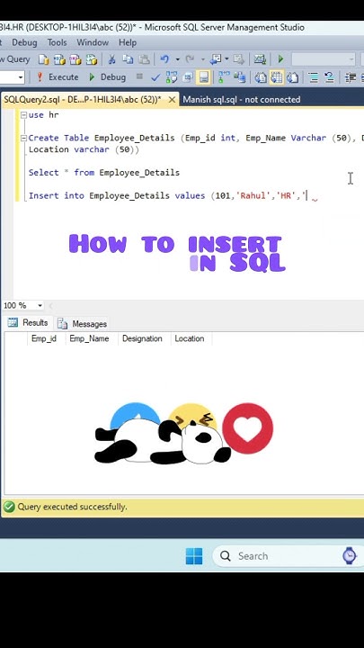 How to insert values || Basic SQL|| SQL shorts|| Basic SQL query Part 6 #sql #shorts - YouTube