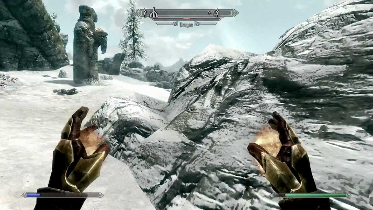 Skyrim: Pure Fire Mage vs Dragon - HD - YouTube