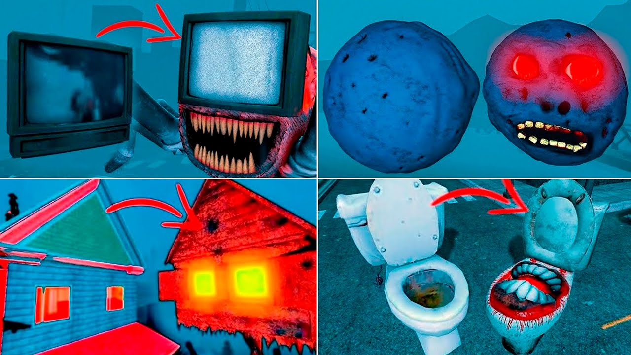EVERYTHING TURNED INTO MONSTERS | HOUSE HEAD, SCARY MOON, TOILET ...