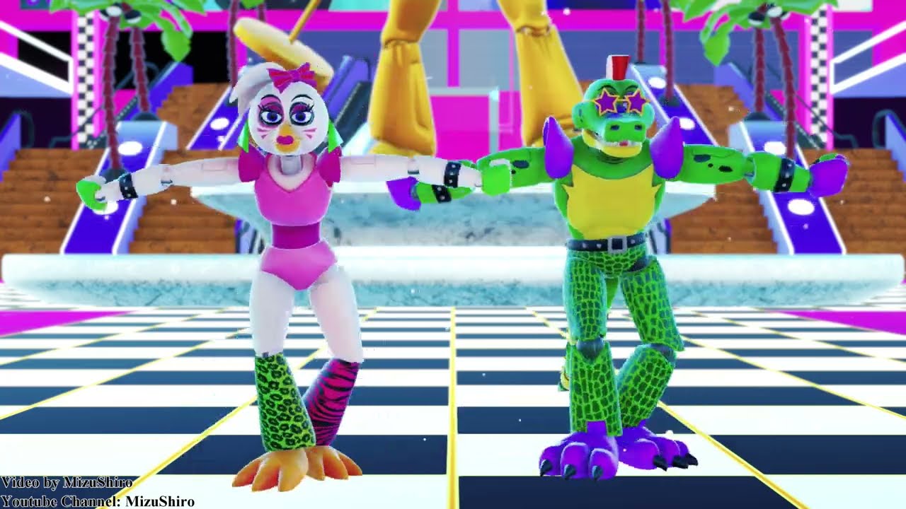 【MMD FNAF】Fright Funk (Chica and Monty) 【60fps】 - YouTube
