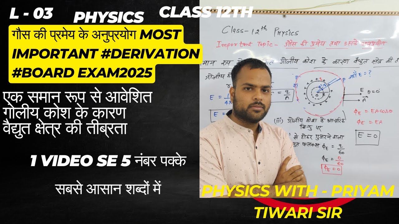 गौस की प्रमेय के अनुप्रयोग most important #Derivation #Board exam2025 ...