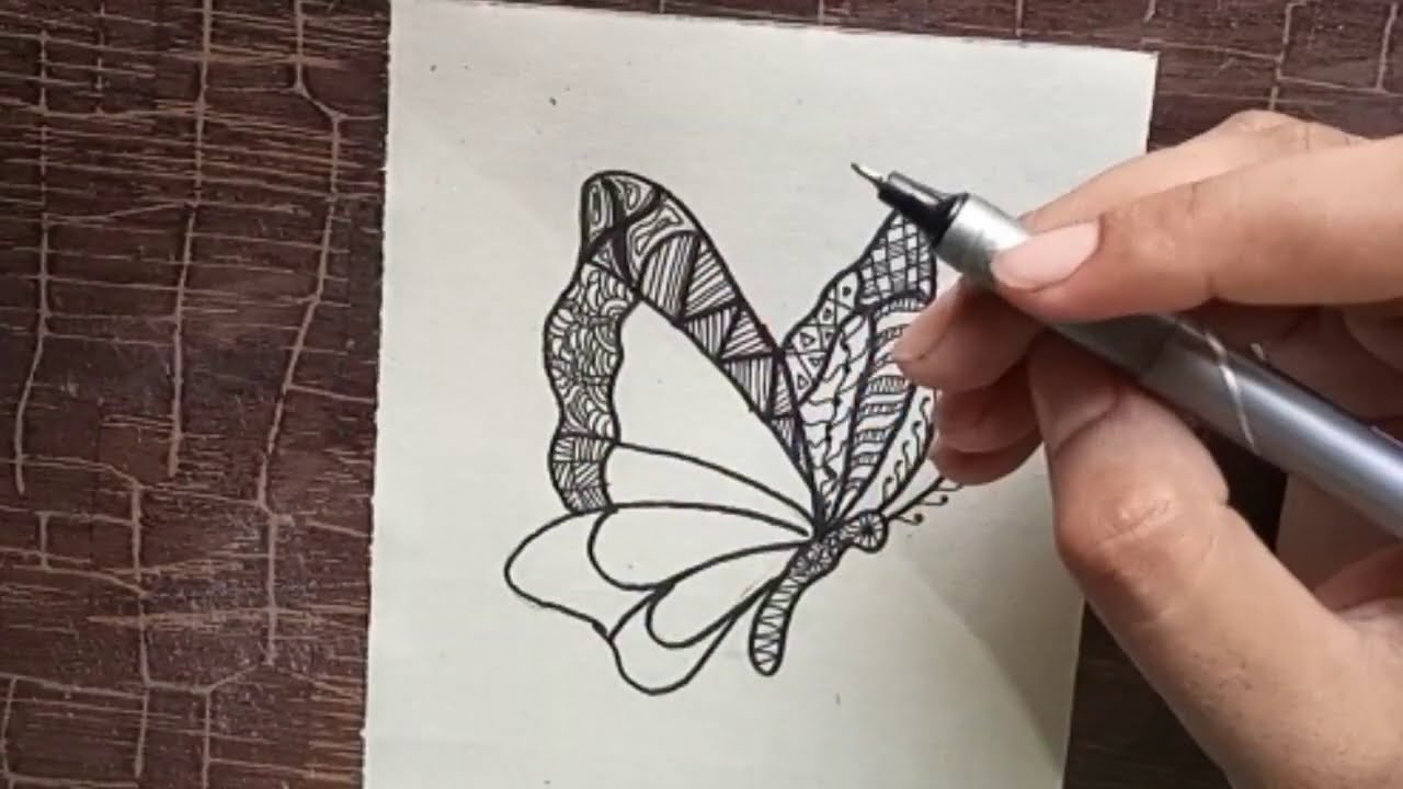 Zentangle art Butterfly step by step || Butterfly zentangle art ...