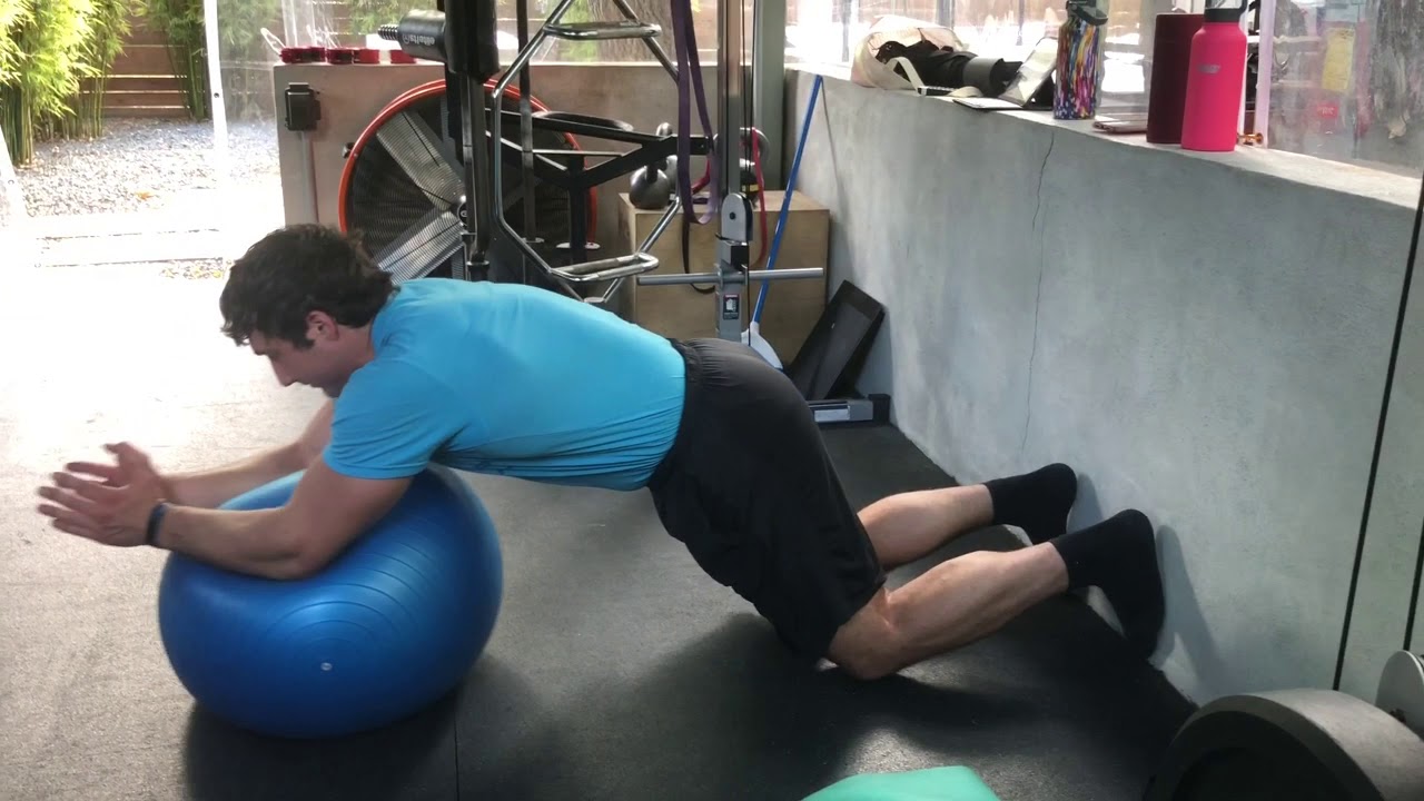 Heels to Wall Physioball Rollouts - YouTube