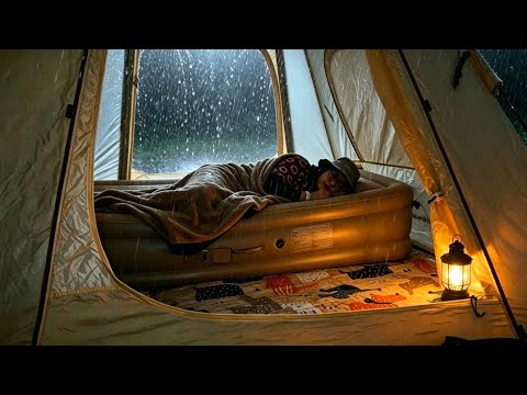 24 Hours Solo Camping in Heavy Rain | Relaxing Rain Sounds & Cozy Tent ASMR #camping #asmr 