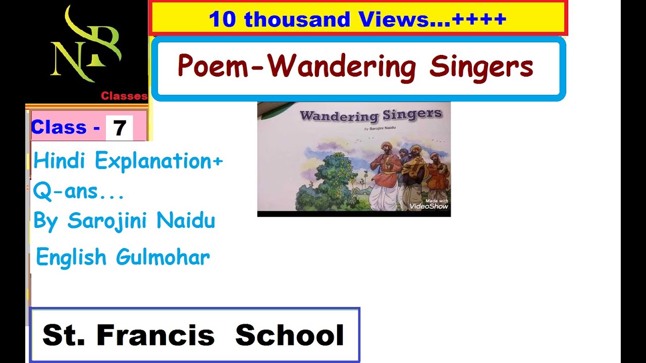 #Wandering singers# HINDI Explanation#Q-Ans.# Sarojini Naidu# Class 7 ...