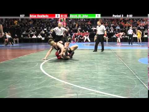 NCAA 157 Brian Realbuto dec. Derek St. John (Iowa) 11-4 - YouTube