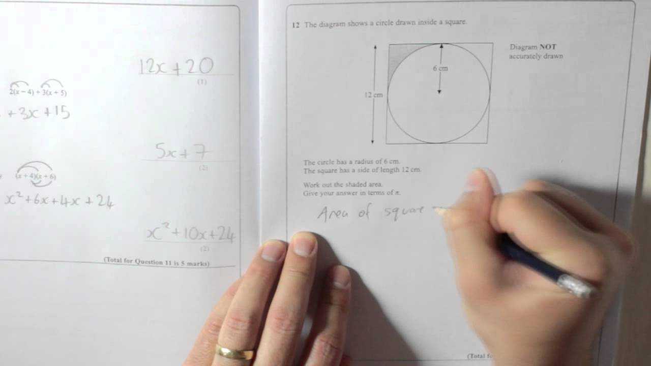 Edexcel GCSE Paper 1 November 2012 Question 12 - Area of Circle Problem ...