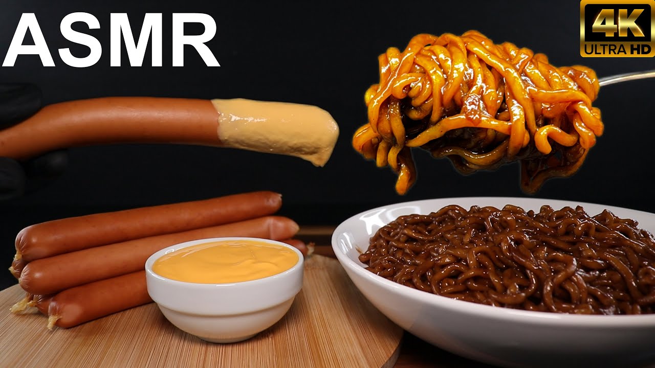 ASMR MUKBANG 🍝 SAUSAGE CHAPAGETTI PASTA & MELTY CHEESE | JUICY EATING ...