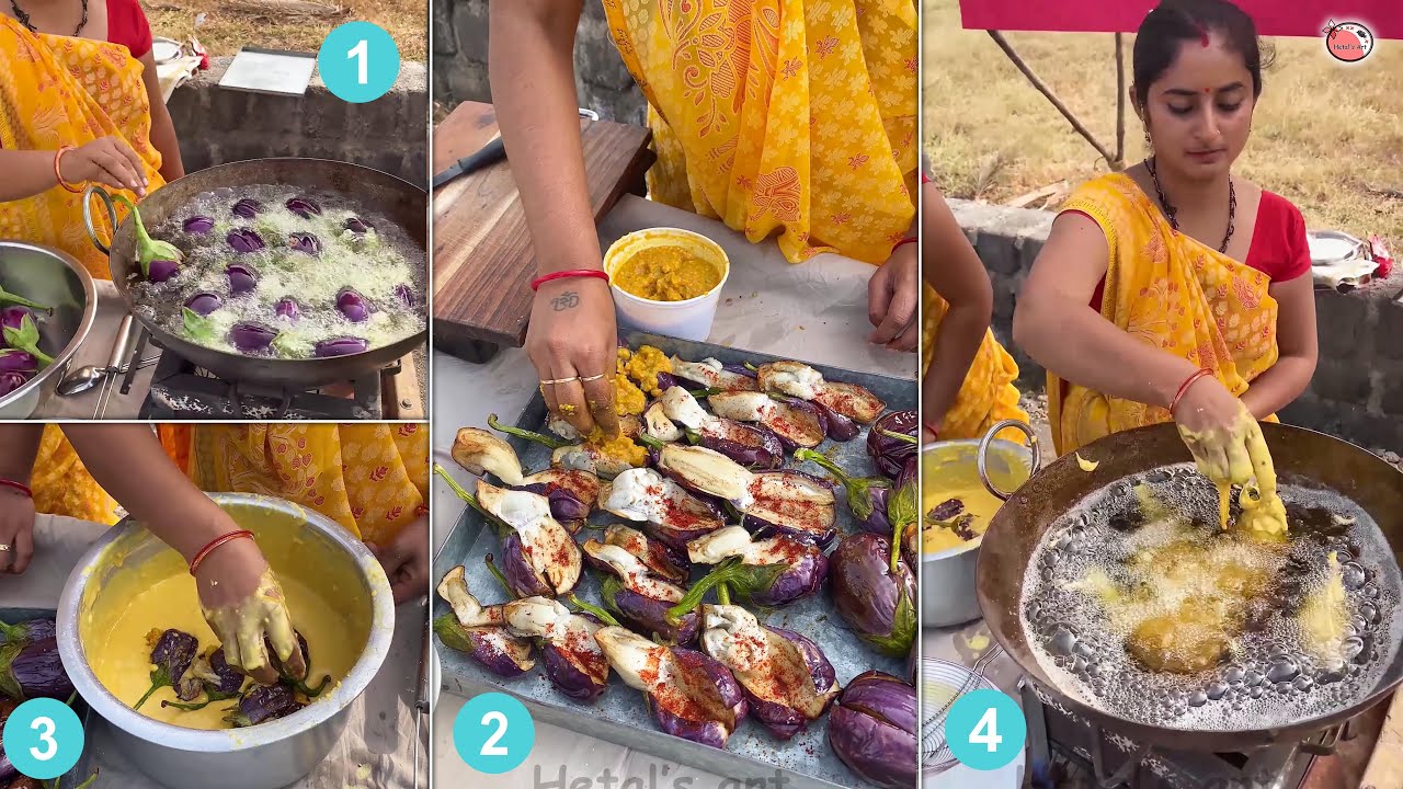 Brinjal masala bajji recipe - baingan pakora - indian style #yummy #diy ...