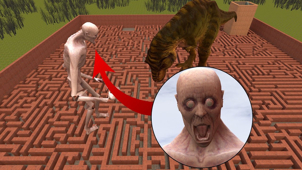 GIANT SCP-096 VS GIANT TYRANNOSAURUS In Garry's Mod - YouTube