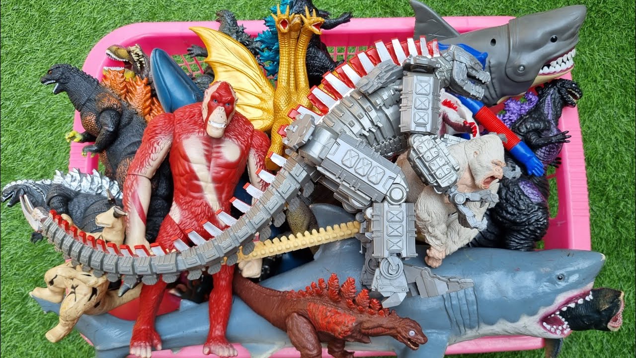 Menemukan mainan keren godzilla, king kong, dinosaurus, t-rex, hiu ...