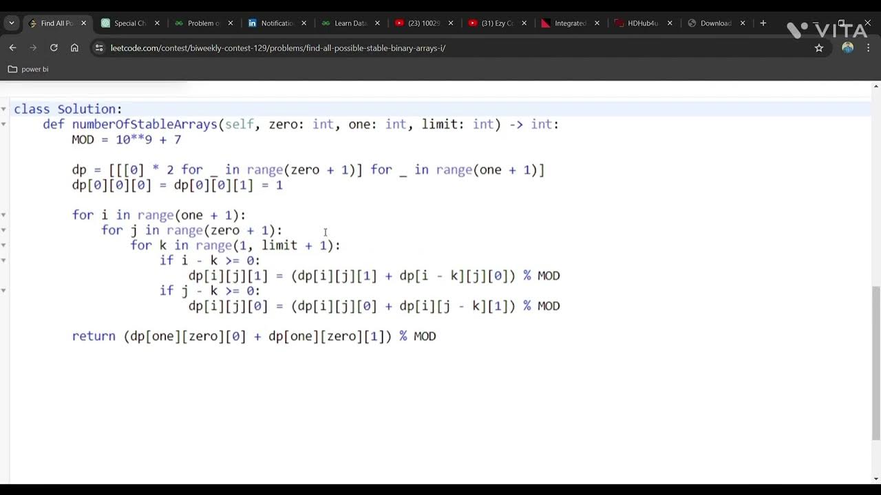 Leetcode Biweekly contest 129 || 100292. Find All Possible Stable ...