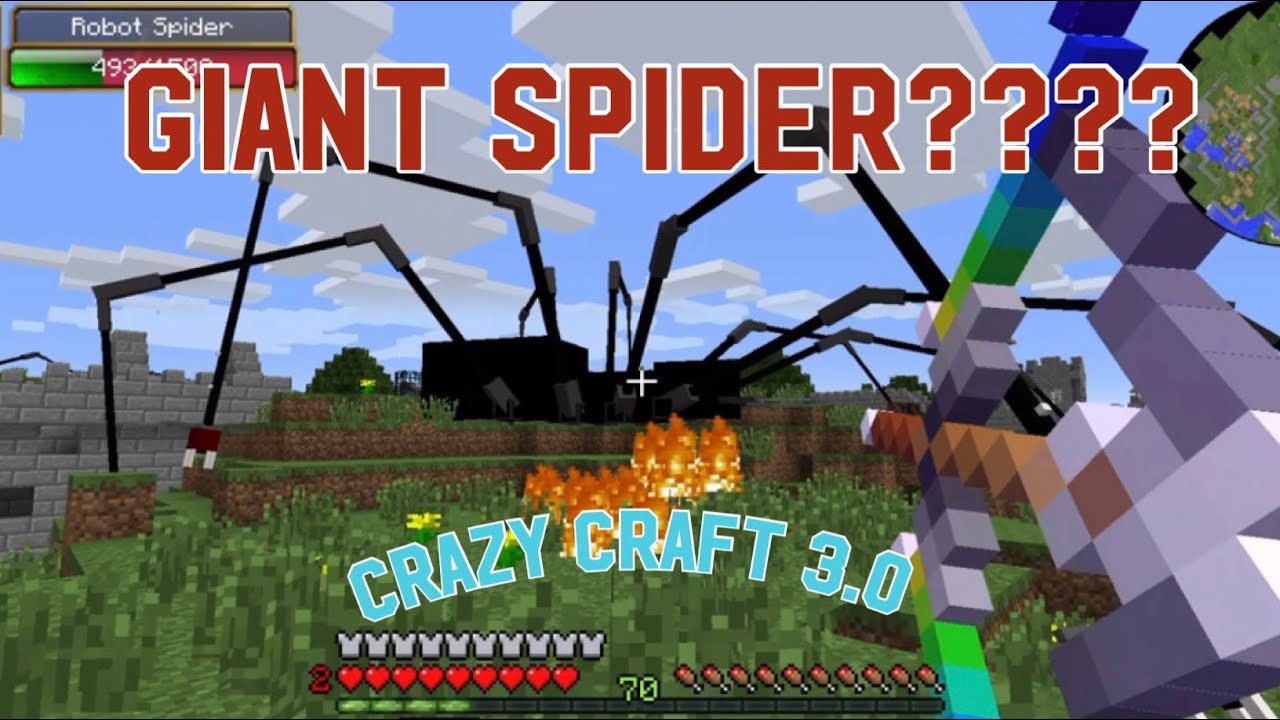 GIANT SPIDER BOSS BATTLE!!! ( Crazy Craft 3.0 ) #shorts #minecraft # ...