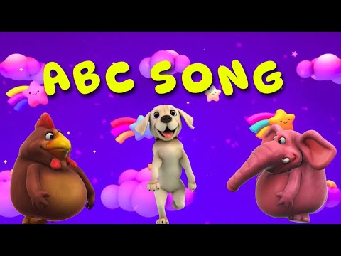 ABC Song with Cartoons | Chicken Elephant and Dog Cartoon |ABCs Song ...