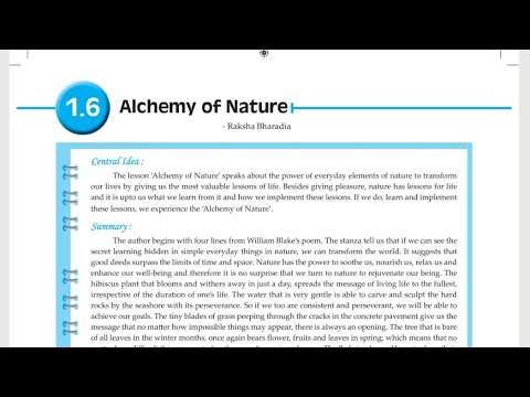 Class 10th | English | Ch 1.6 | Alchemy of Nature | Questions and ...