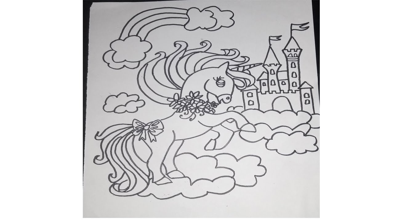 Fairytale rainbow castle drawing for Kids - YouTube