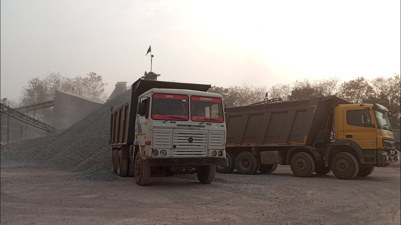 Ashok Leyland truck fully ballast loading mud loader JCB machine ...