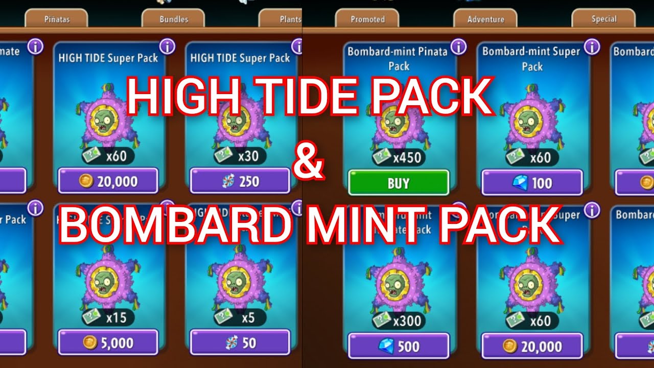 High Tide Pack & Bombard Mint Pack,PvZ2 - YouTube