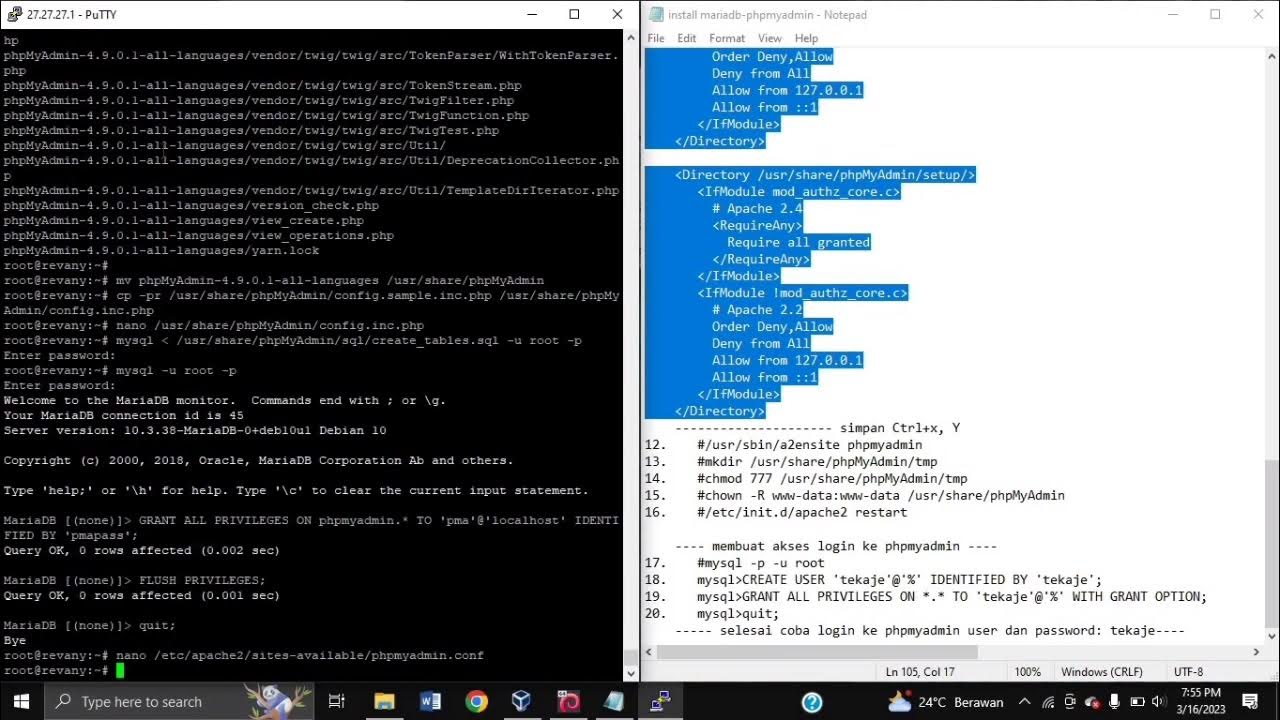 TUTORIAL CARA INSTALL DAN KONFIGURASI MYSQL PHPMYADMIN - YouTube