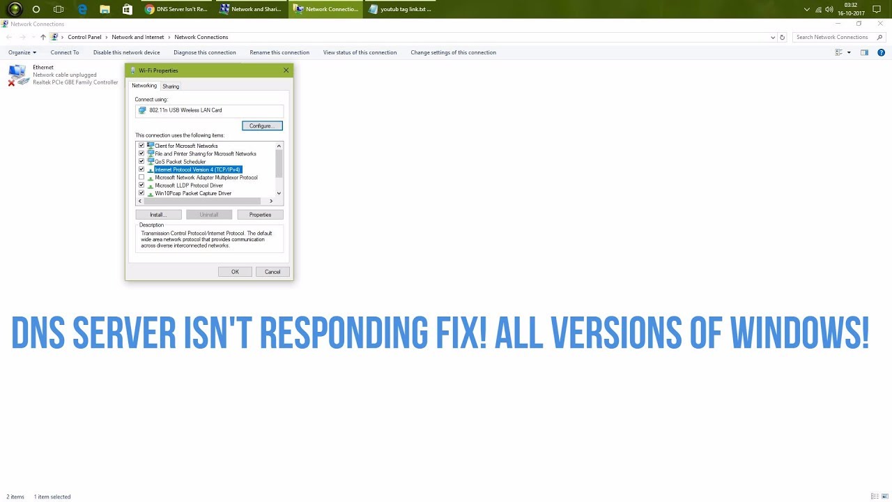DNS Server Isn't Responding Fix! All Versions Of Windows! - YouTube