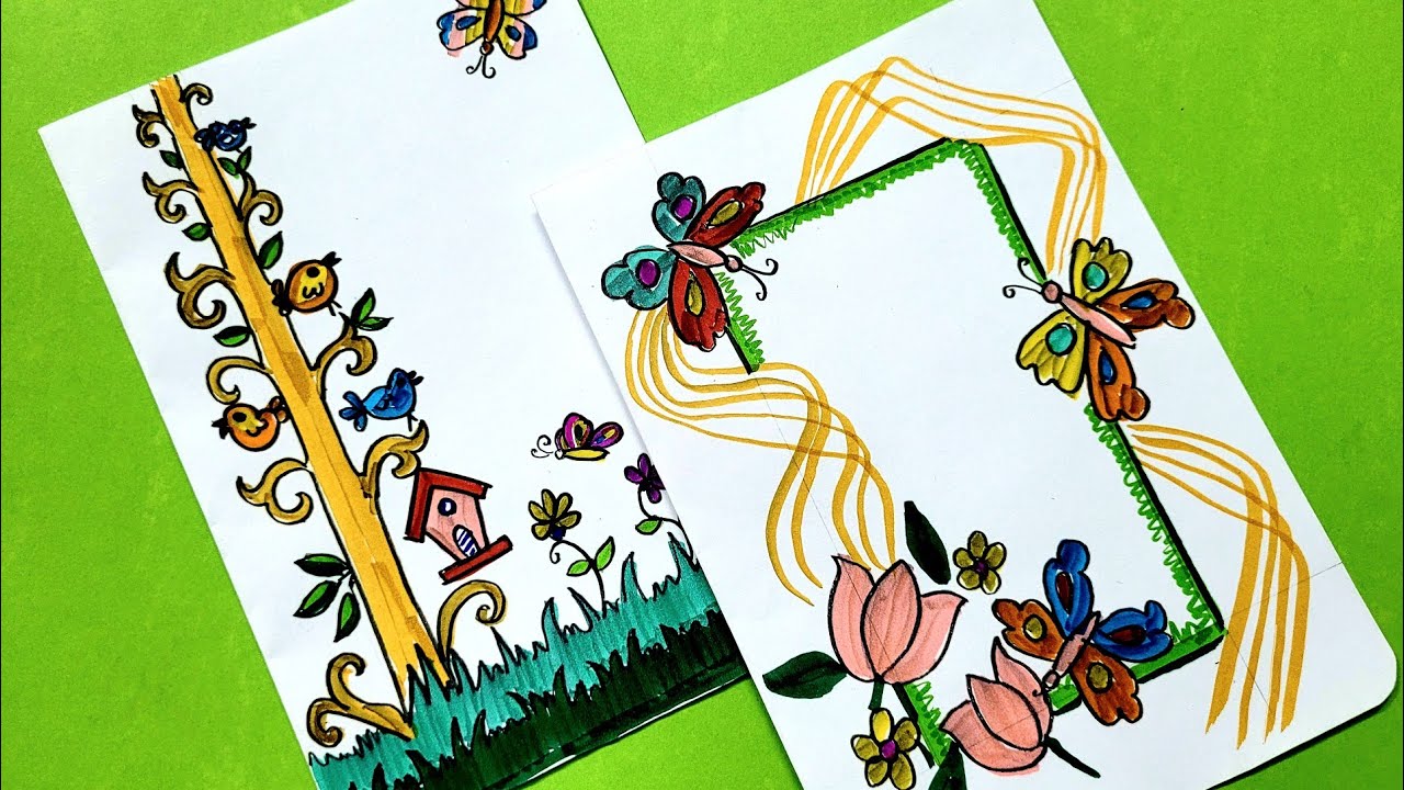 Easy Border and corner Designs drawing for projects | Greeting card ...