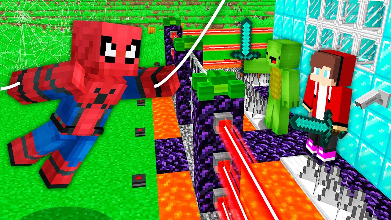 Mikey & JJ Security House vs Spider-Man in Minecraft Challenge (Maizen Mizen Mazien) - YouTube