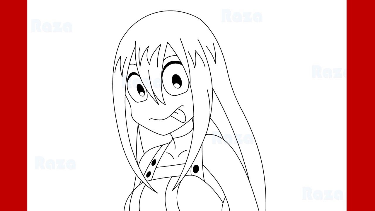 How To Draw Tsuyu Asui From My Hero Academia Step By Step Drawing - YouTube