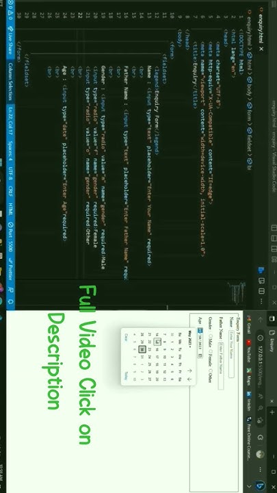 Create Enquiry Form Use Of Html Coding Codemasters Html Htmltutorial Htmlforms Shortvideo 