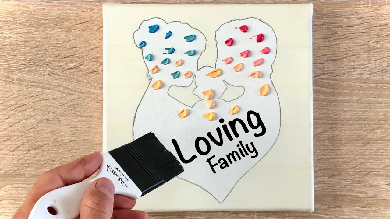 Loving Family Painting - Easy Acrylic Painting Using Masking Tape ...
