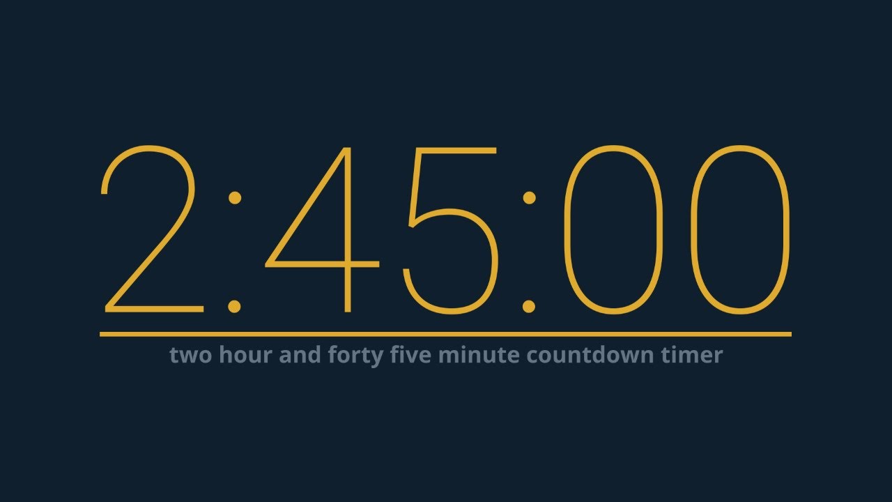 2 Hour and 45 Minute Count Down Timer. Yellow on blue. 1920 x 1080 ...