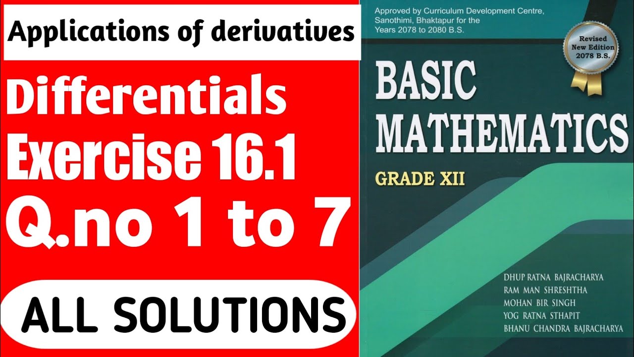 Class 12 ||basic mathematics|| - Exercise 16.1 - applications of ...
