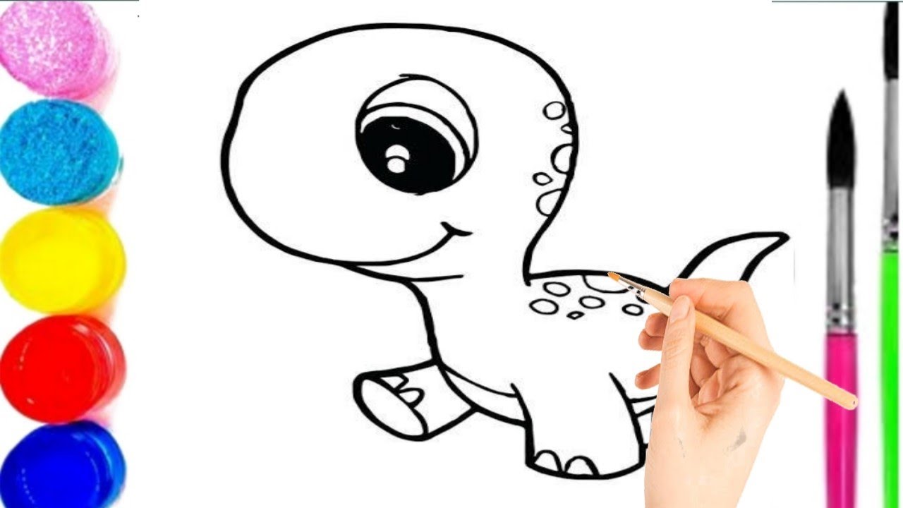 How to draw beautiful Baby Dino||easy drawing and colouring for kids ...