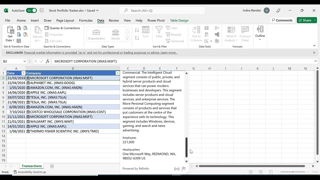 Create A Stock Portfolio In Excel YouTube Create A Stock Portfolio In Excel YouTube