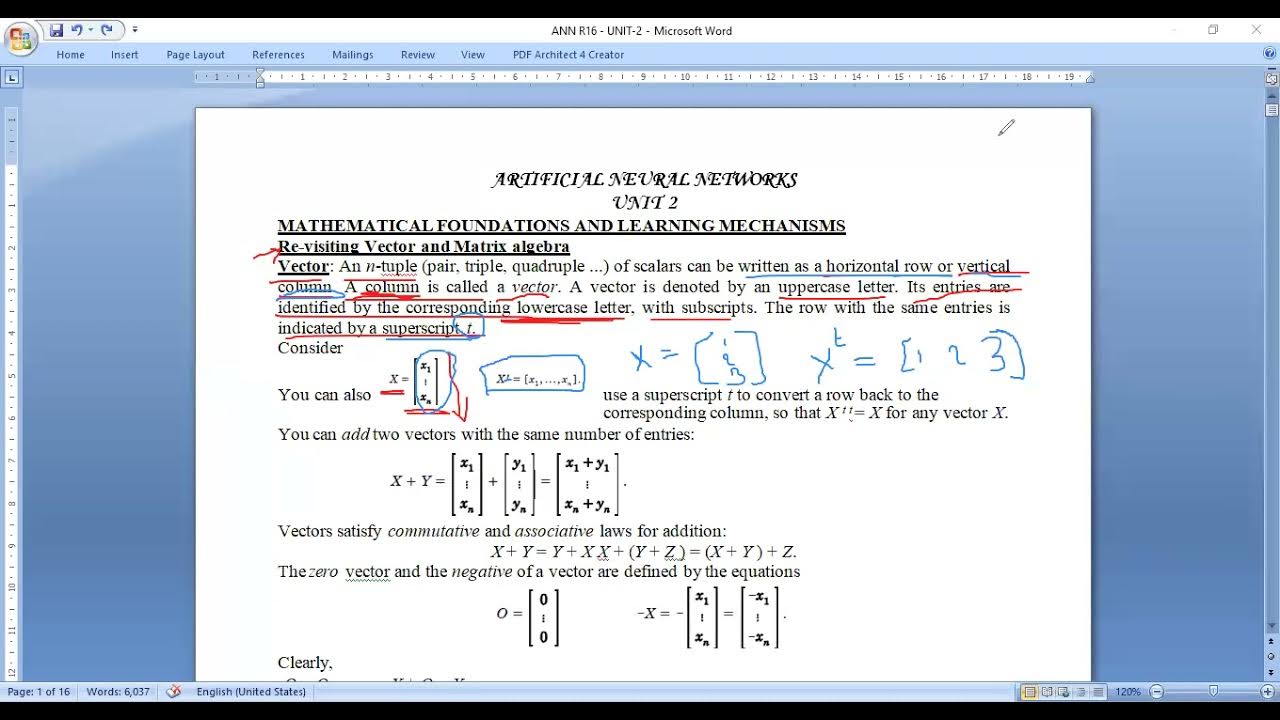JNTUK R16 IV CSE Sem 2 ANN Unit 2 Re Visiting Vector and Matrix Algebra Part 1 LECT 6 - YouTube