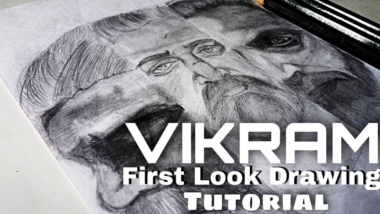VIKRAM first look drawing | pencil Drawing tutorial | fahadh fasil ...