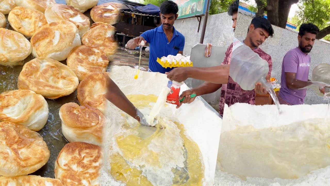 Madurai Bun Parotta Making Full Process | #indianstreetfood #madurai ...