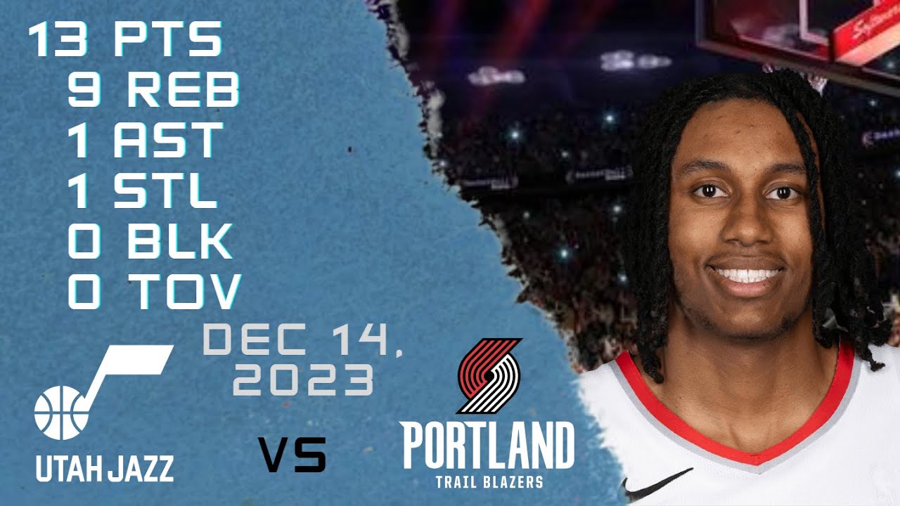 Jabari Walker player Highlights BLAZERS vs JAZZ NBA Regular season game ...