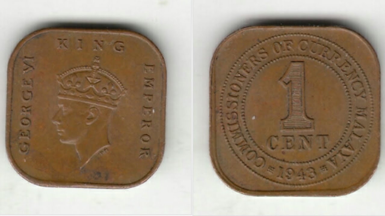 1943 1 Cent Coin Malaya VALUE - Square Coin - YouTube