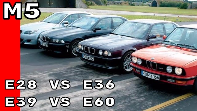 BMW M5 E28 vs E34 vs E39 vs E60 - YouTube